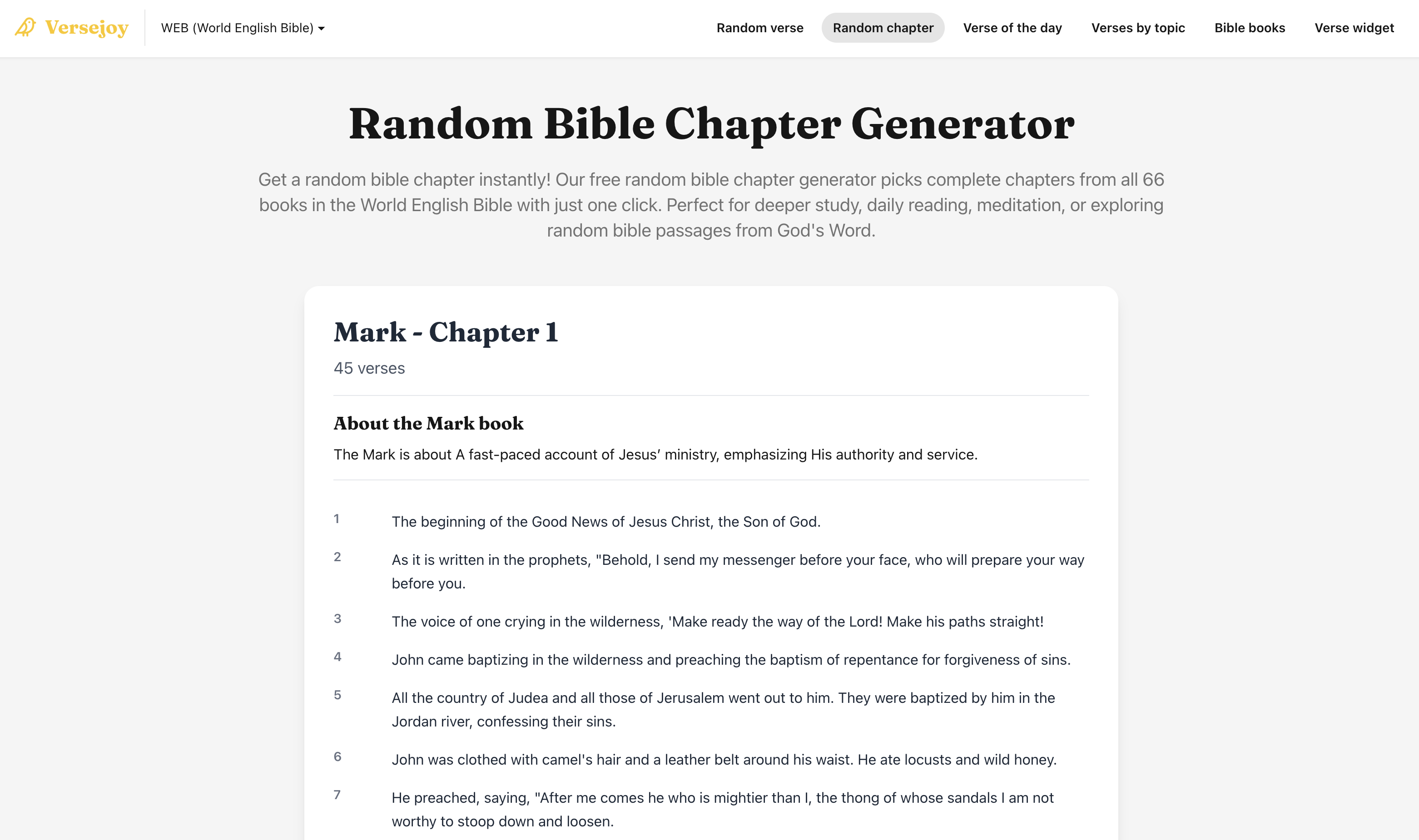 Random Bible Chapter Generator | Versejoy